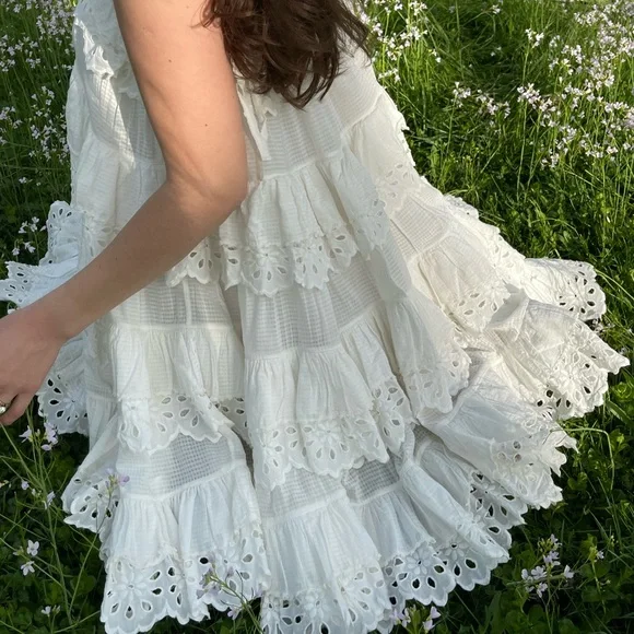 Innika Choo Scallop Frill Dress White